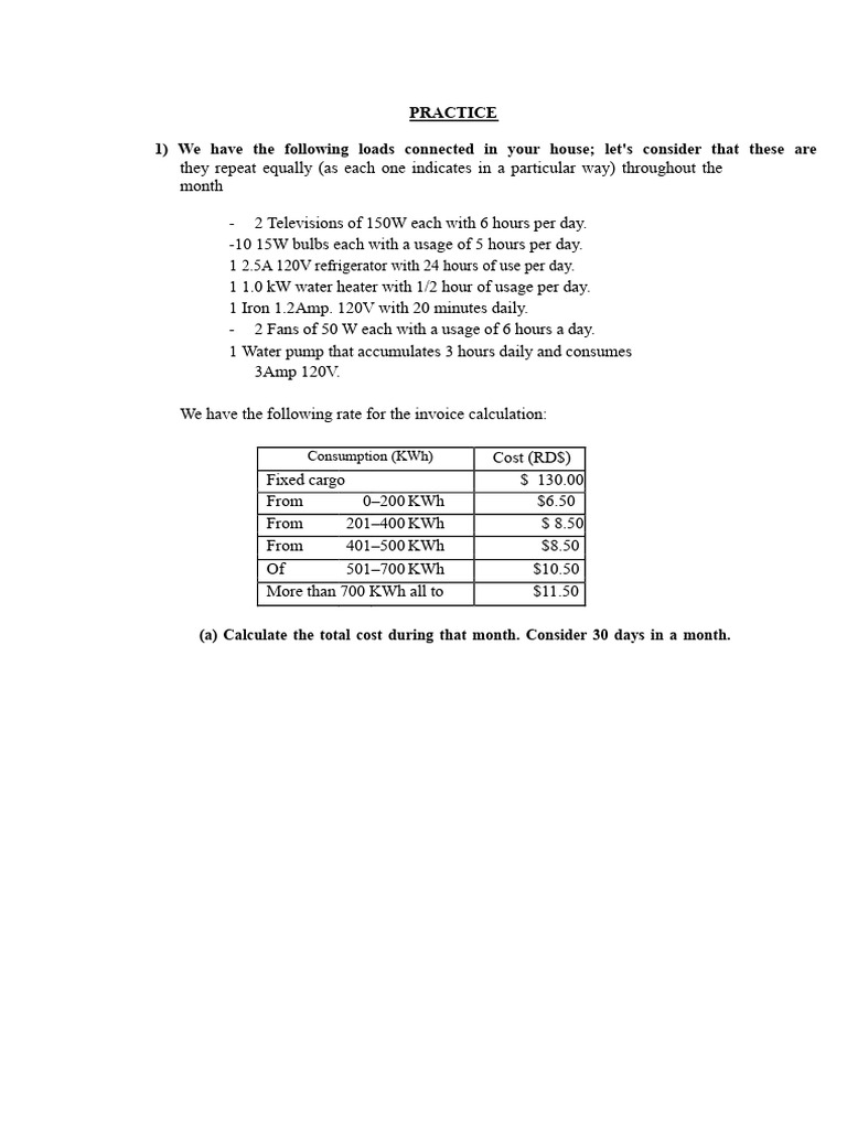 Energy Calculation Exercise PDF | PDF