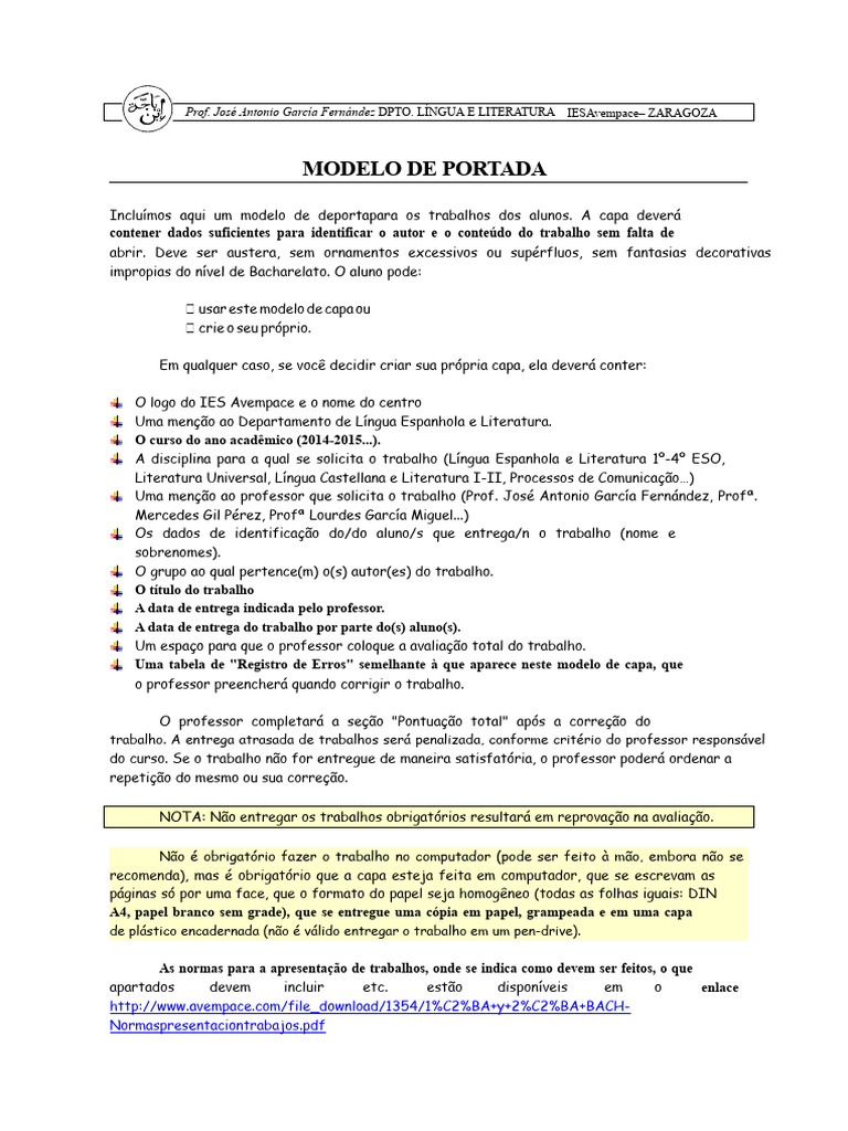 1º e 2º BACH-MODELO DE CAPA.doc | PDF | Comunicação escrita | Escrita