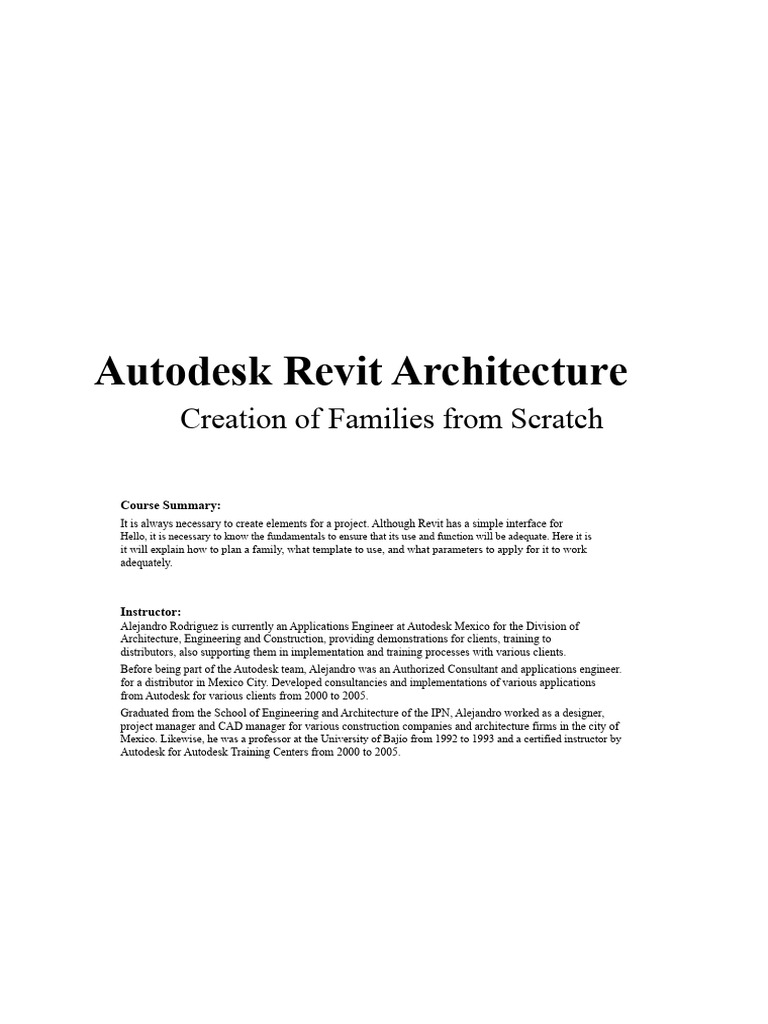 Creating Families in Autodesk Revit | PDF | Autodesk Revit