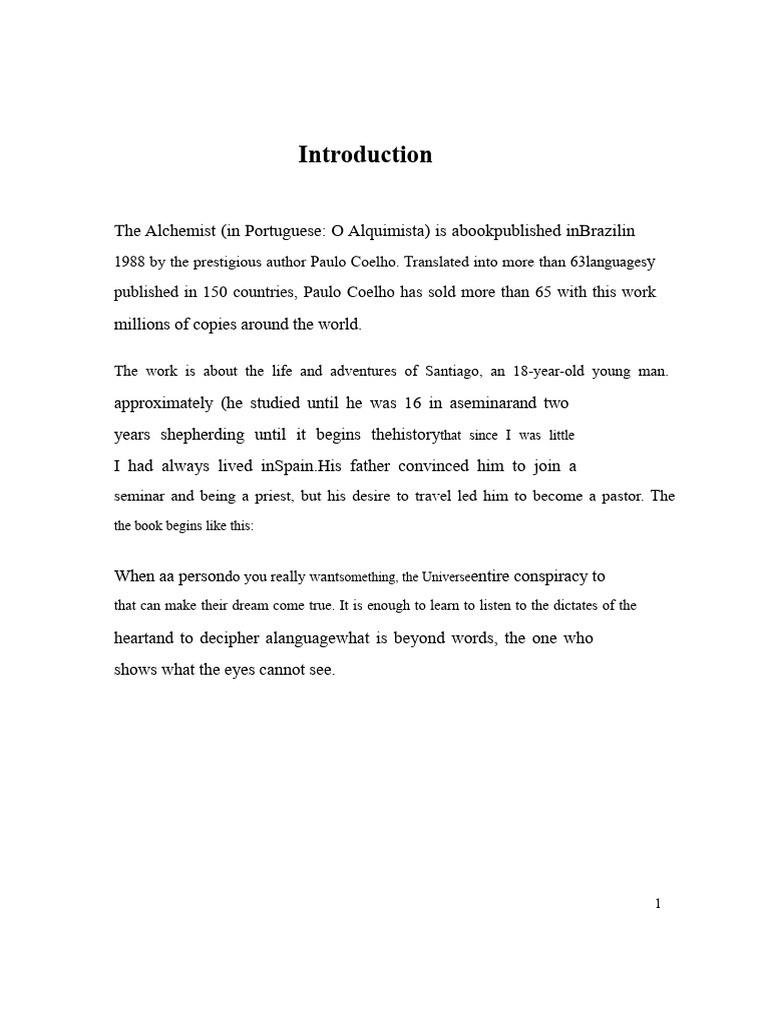 Analysis of the Work The Alchemist | PDF
