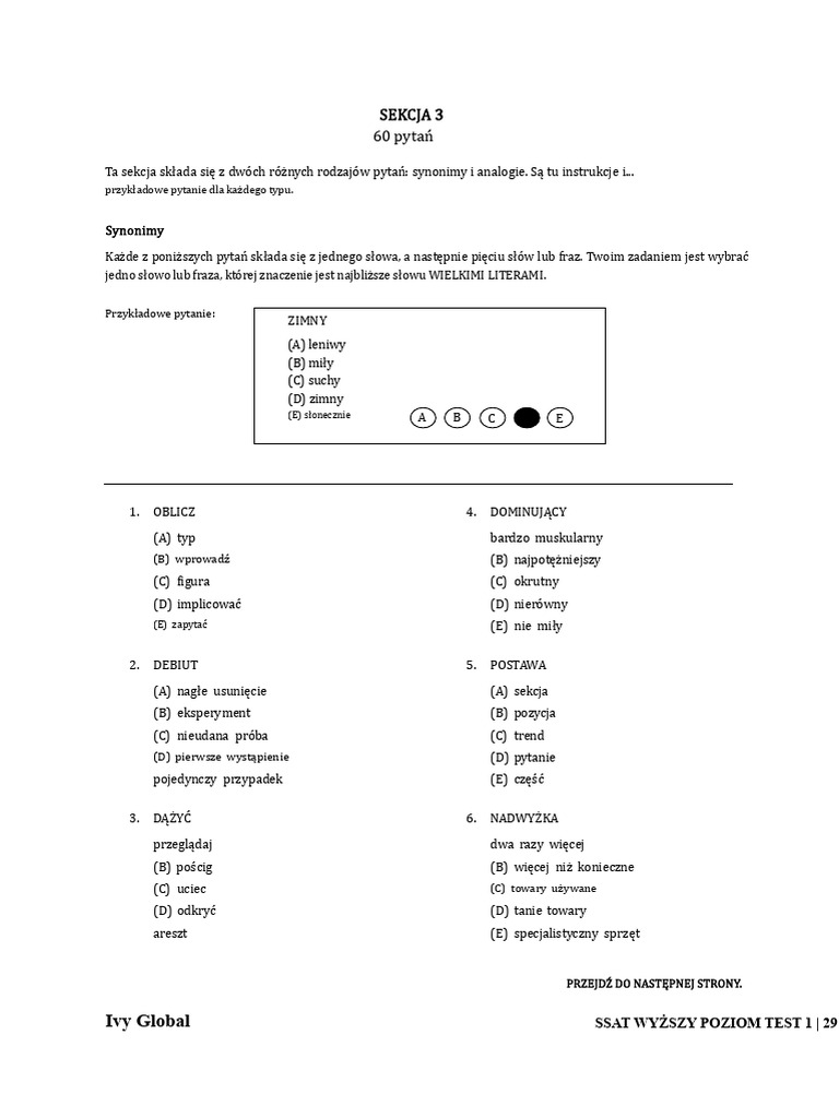 Ssat Upper Level Test Verbal Section PDF | PDF