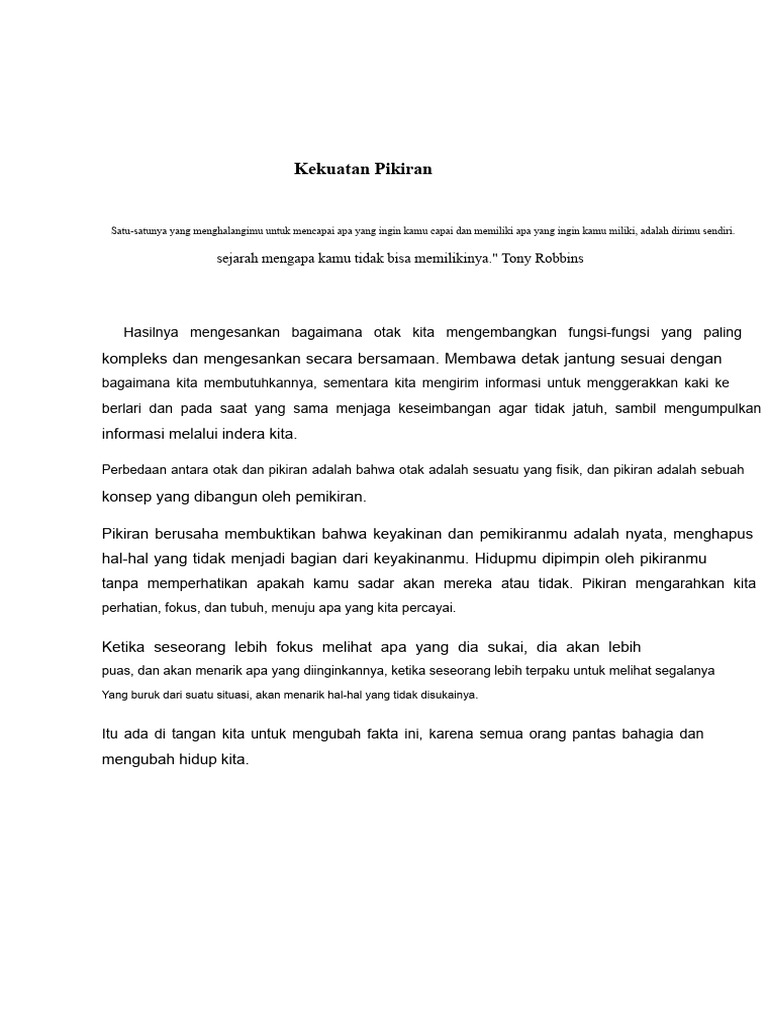 Kekuatan Pikiran | PDF