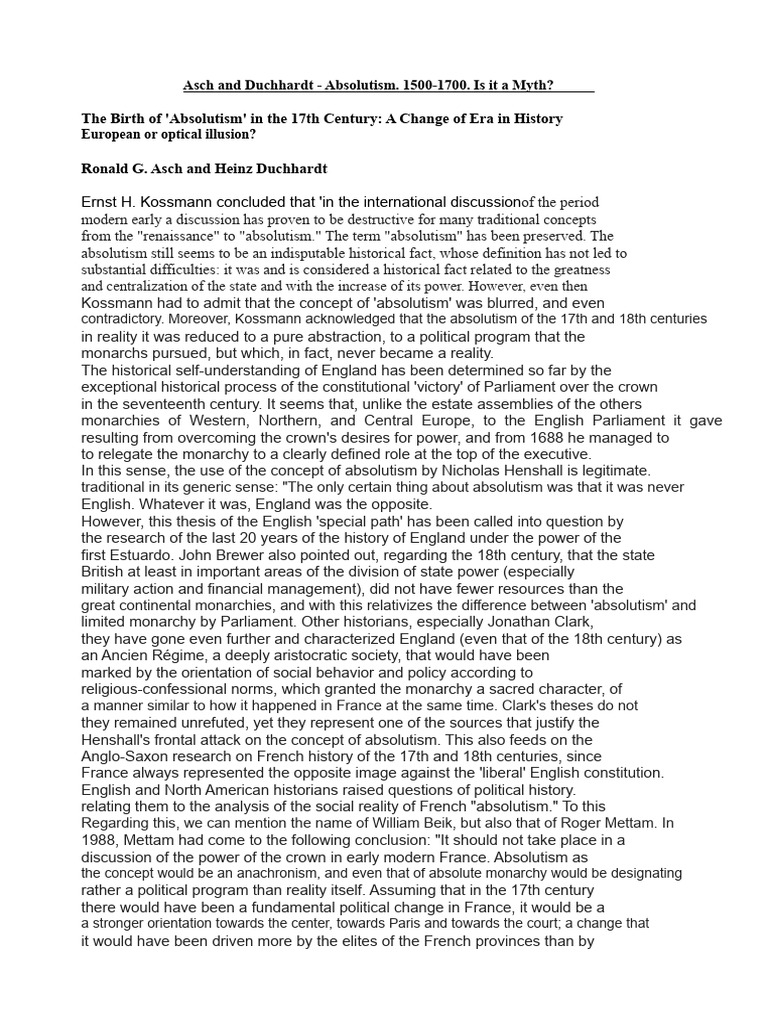 Debunking Absolutism: 1500-1700 Analysis | PDF | Absolute Monarchy ...