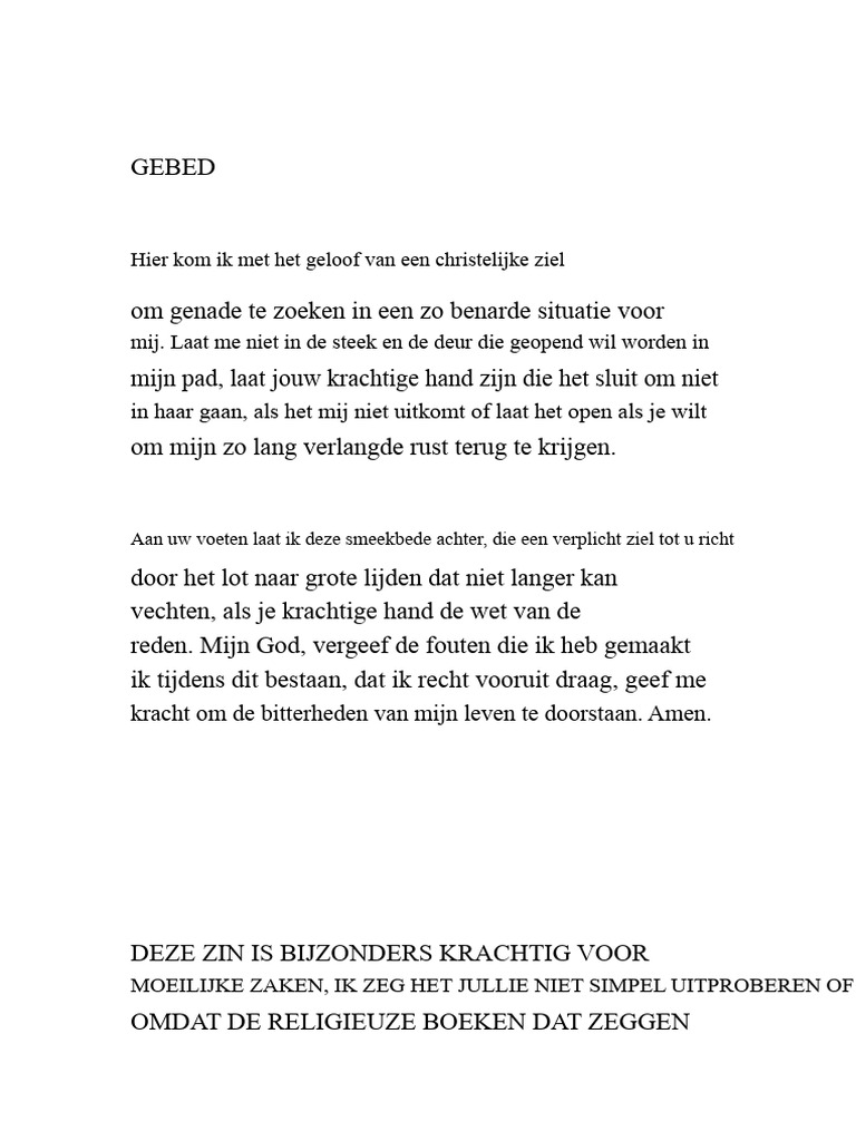 GEBED Tot de Machtige Hand | PDF