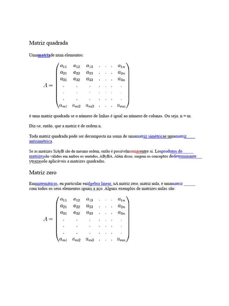 Matriz Quadrada | PDF | Matriz (Matemática) | Teoria da Matrix