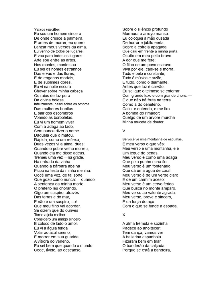 Versos Sencillos - José Martí | PDF | Amor