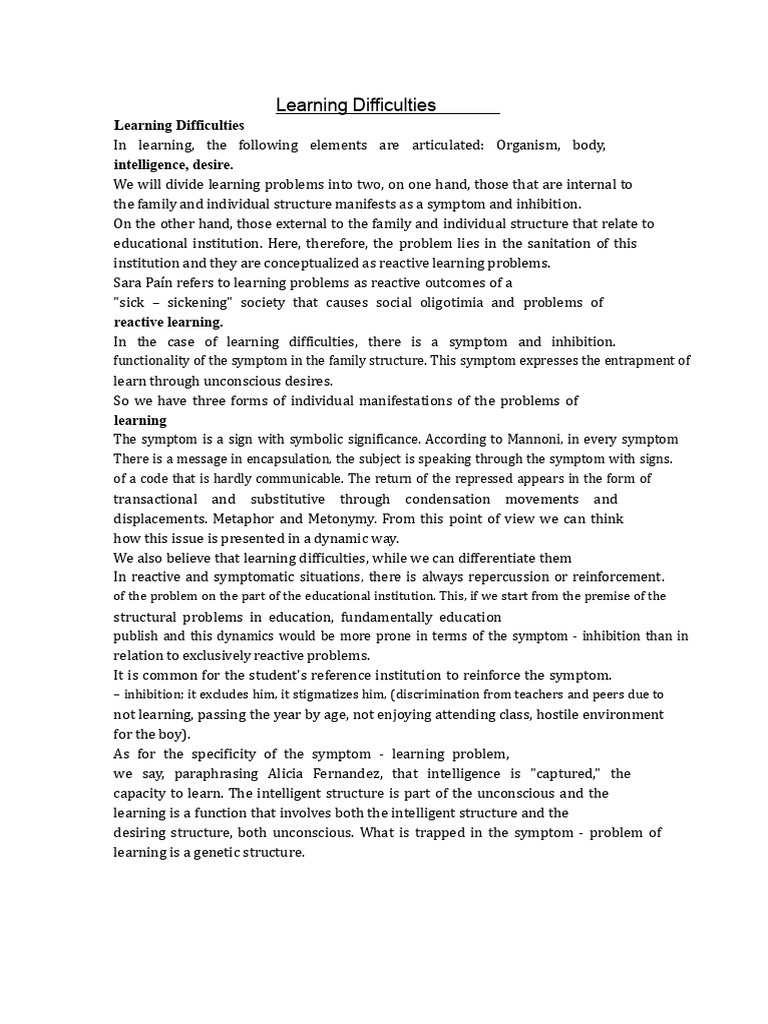 Learning Difficulties Alicia Fernandez | PDF | Learning | Thought