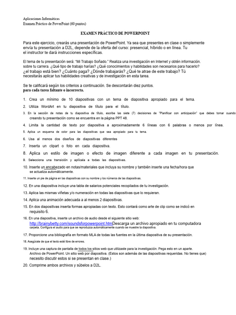 Examen Práctico de PowerPoint | PDF | Microsoft PowerPoint | Archivo de computadora