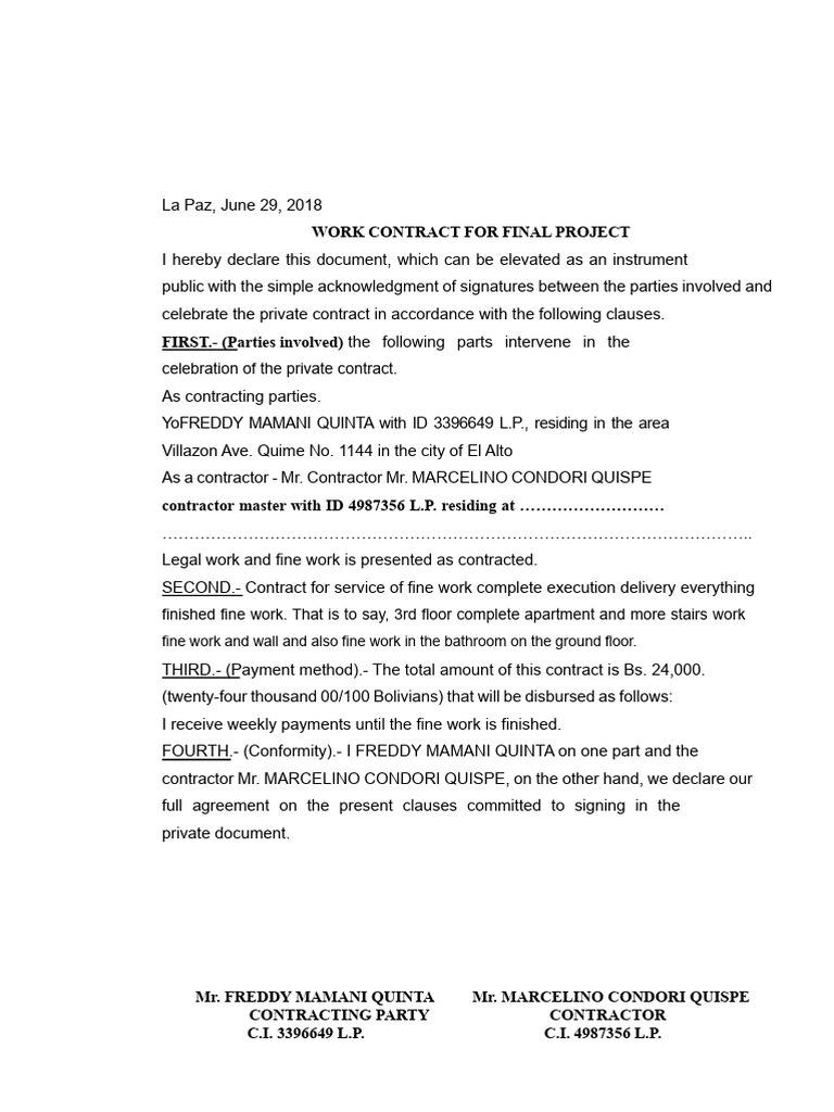Fine Work Employment Contract | PDF