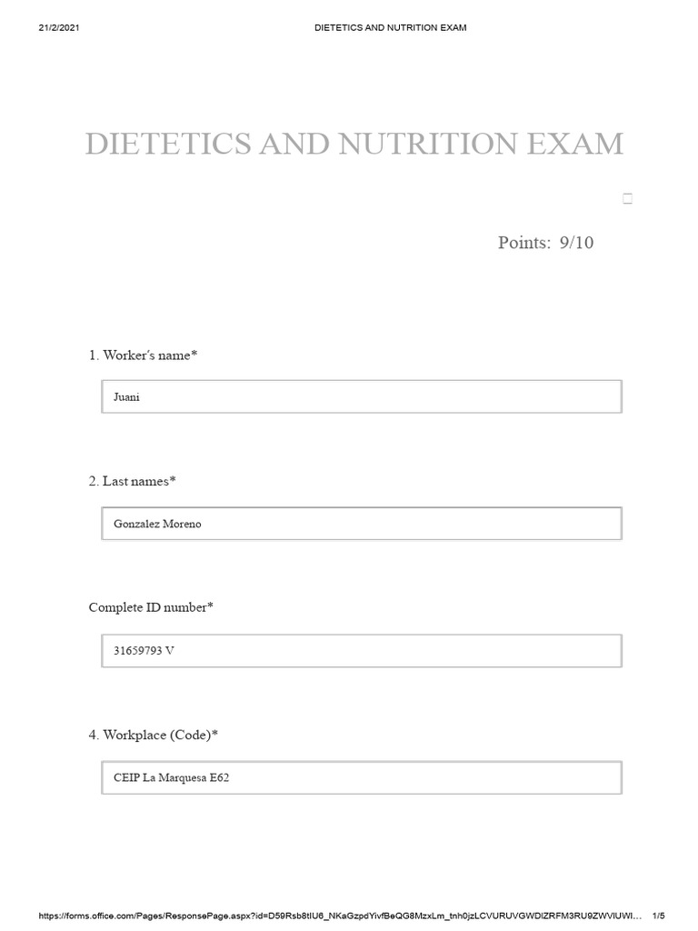 Dietetics and Nutrition Exam Overview | PDF | Nutrition | Diet & Nutrition