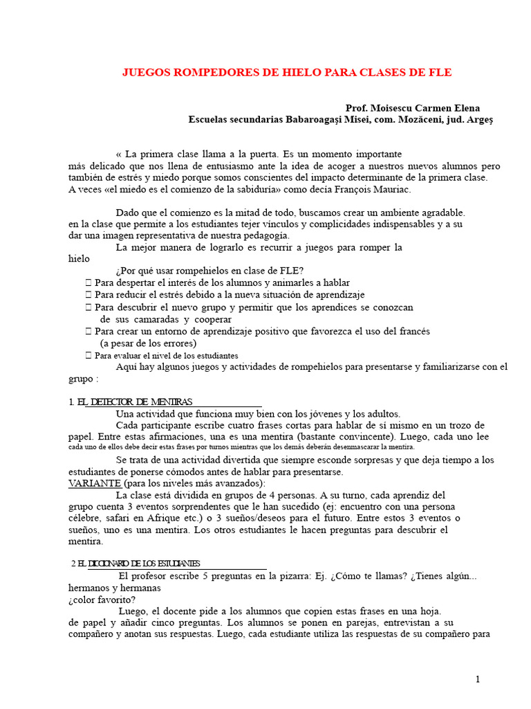 Juegos Rompecabezas para La Clase de Fle | PDF