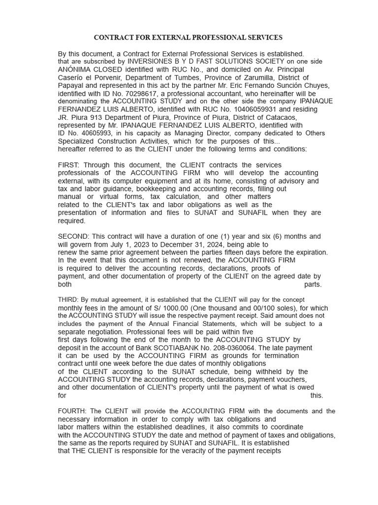 contract | PDF | Receipt | Payments