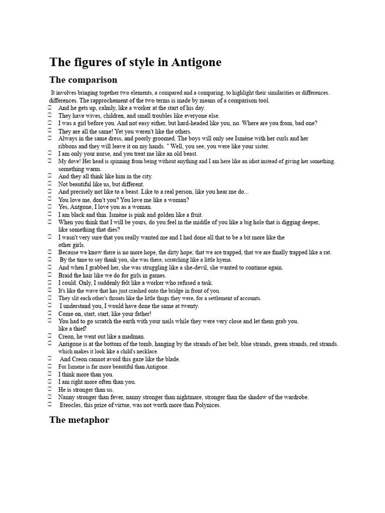 The Figures of Speech in Antigone | PDF | Theban Mythology | Boeotian ...