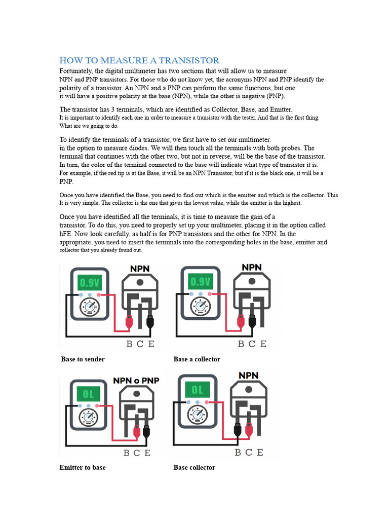 Measuring Transistor Gain with Multimeter | PDF