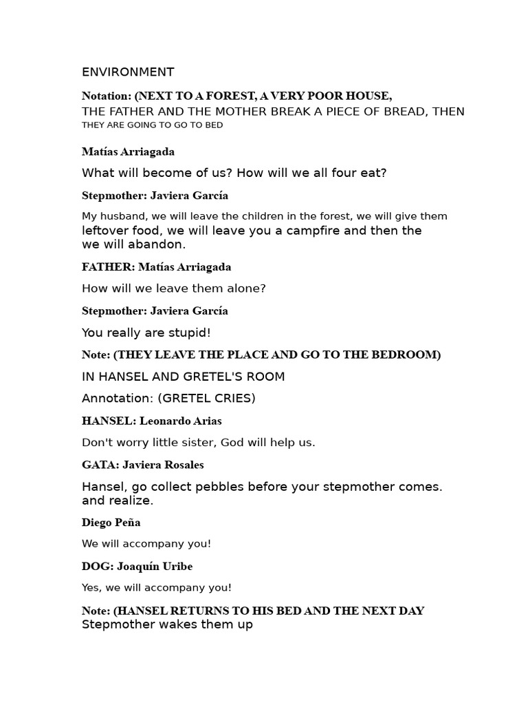 Script Hansel and Gretel | PDF