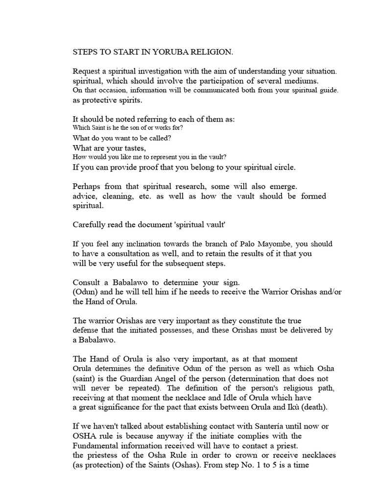 Steps To Get Started in Yoruba Religion | PDF