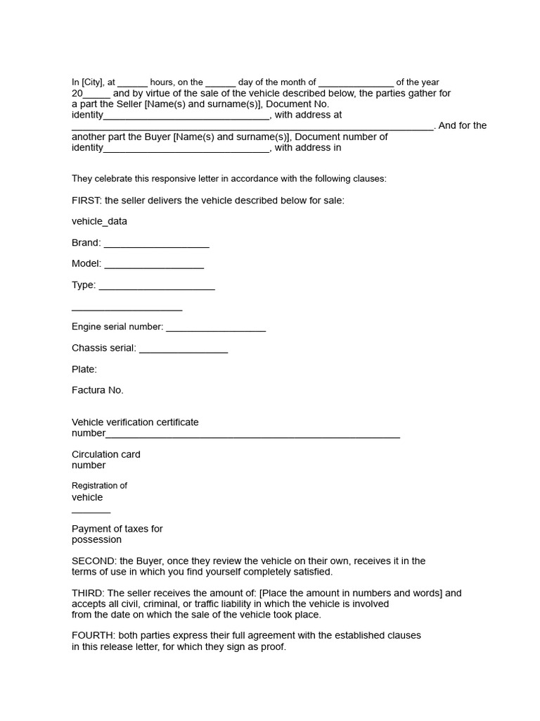 Example of A Response Letter For The Sale and Purchase of Motor ...