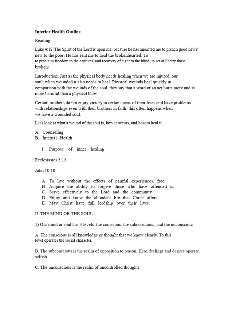 Outline of Interior Health | PDF | Psychological Trauma | Unconscious Mind