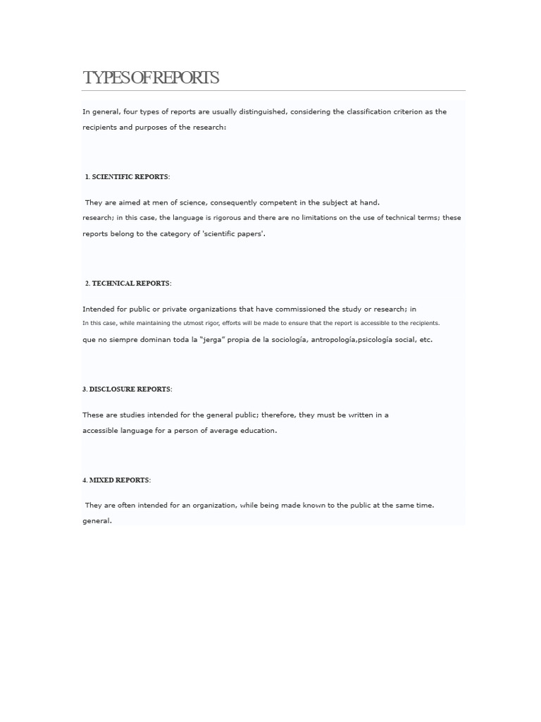 Types of Reports According To Their Length | PDF