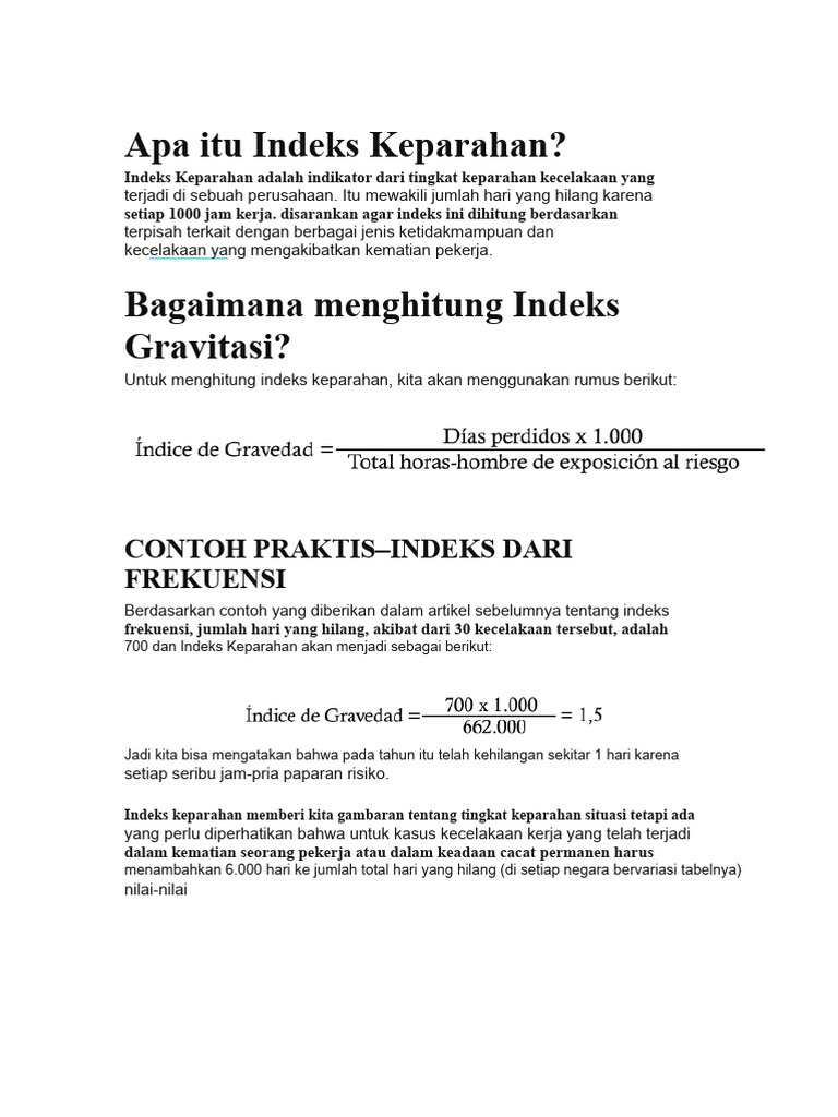Cara Hitung Indeks Keparahan Kecelakaan | PDF