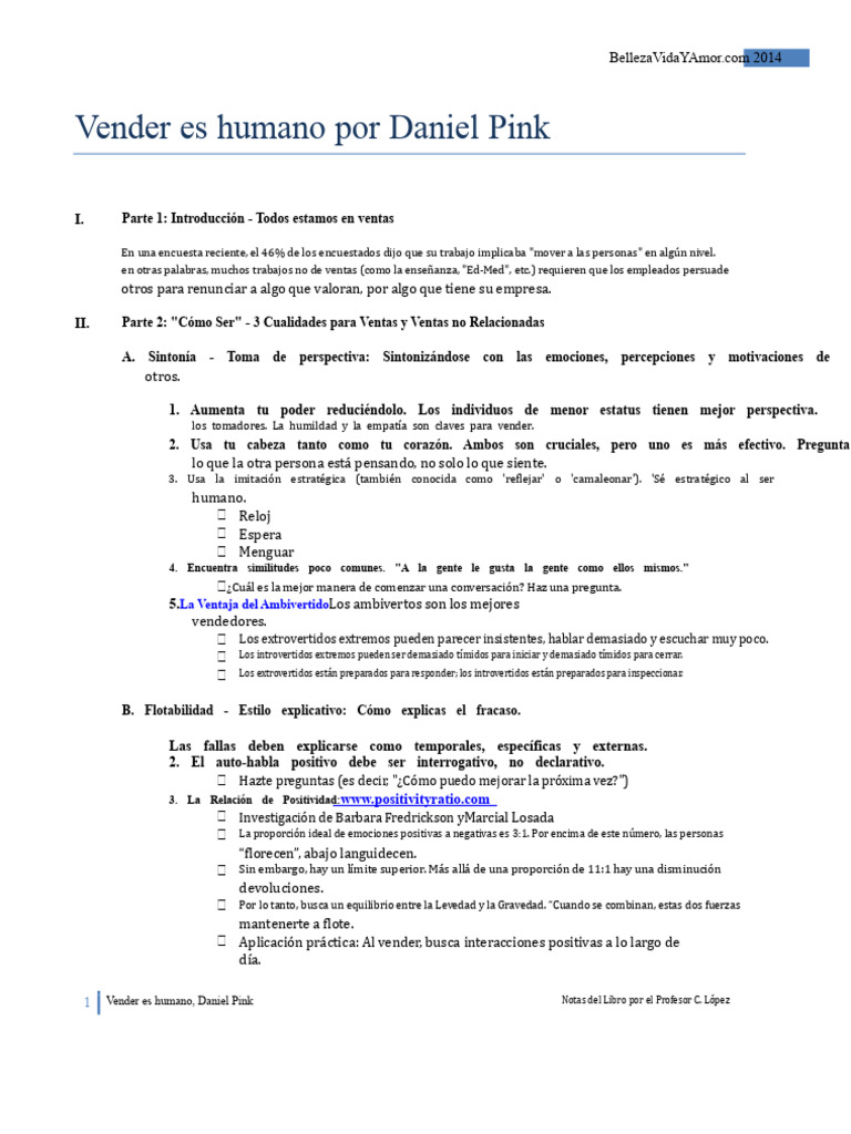 Vender Es Humano Por Daniel Pink PDF | PDF