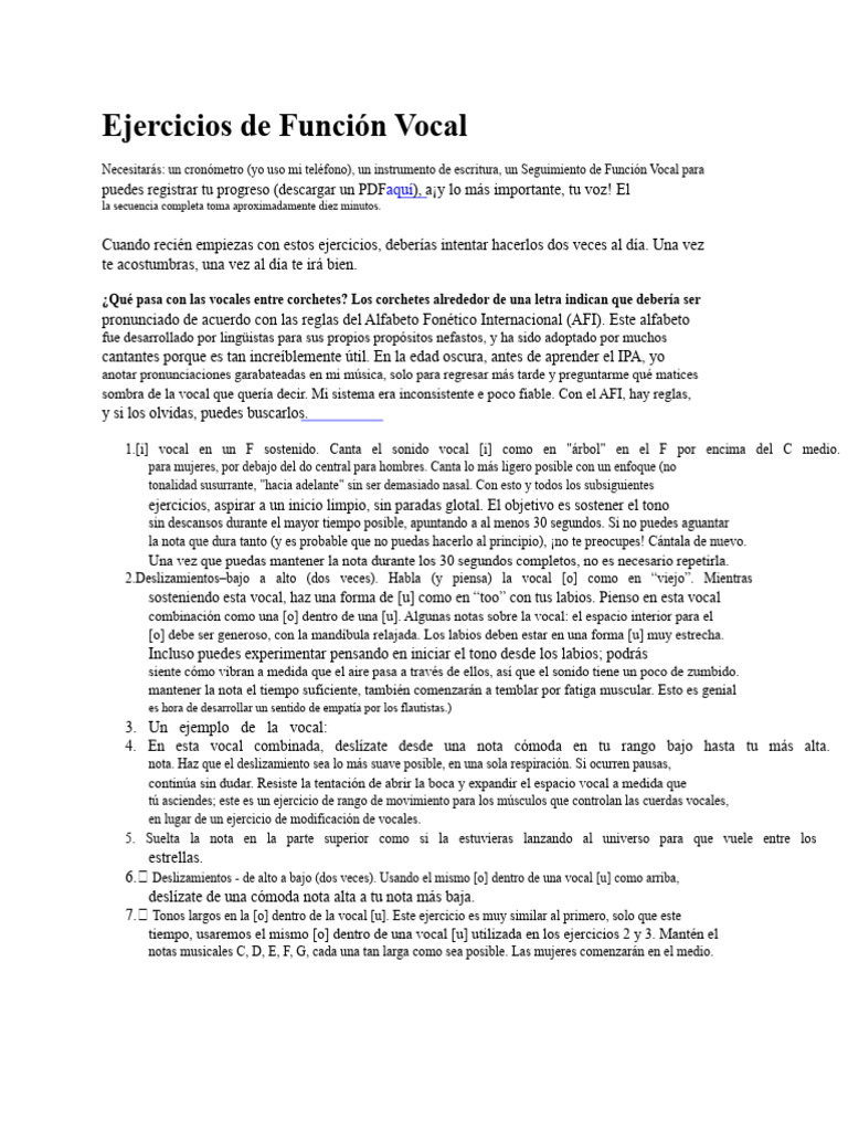 Ejercicios para Mejorar la Función Vocal | PDF | Vocal