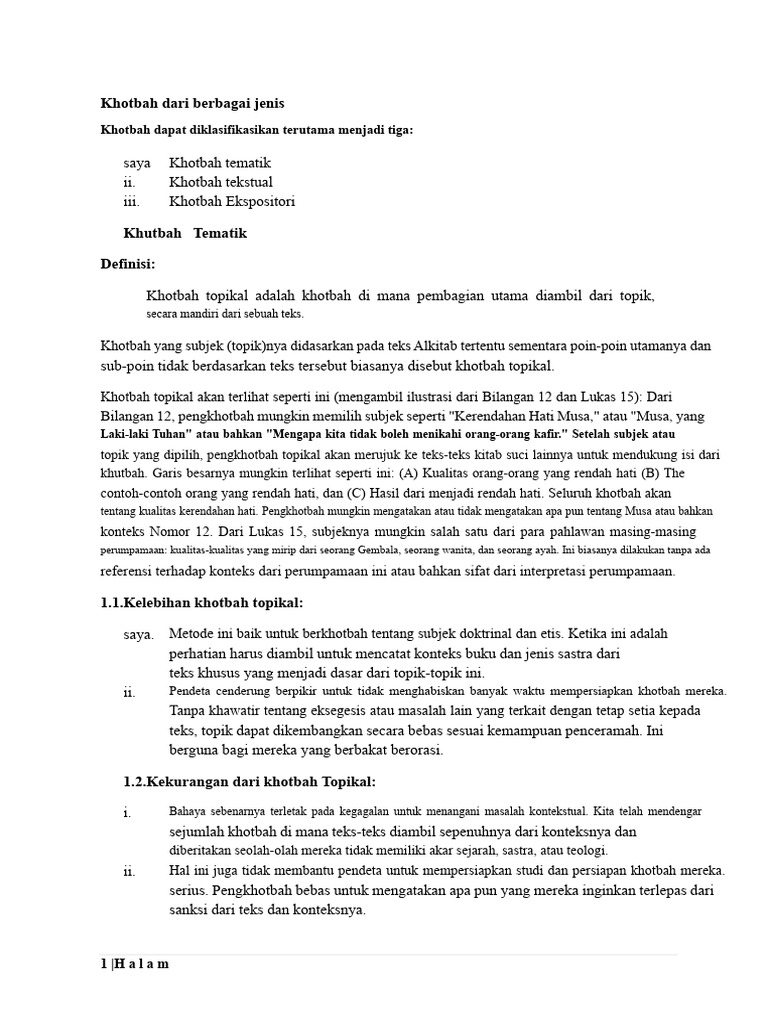 Khotbah Dari Berbagai Jenis | PDF