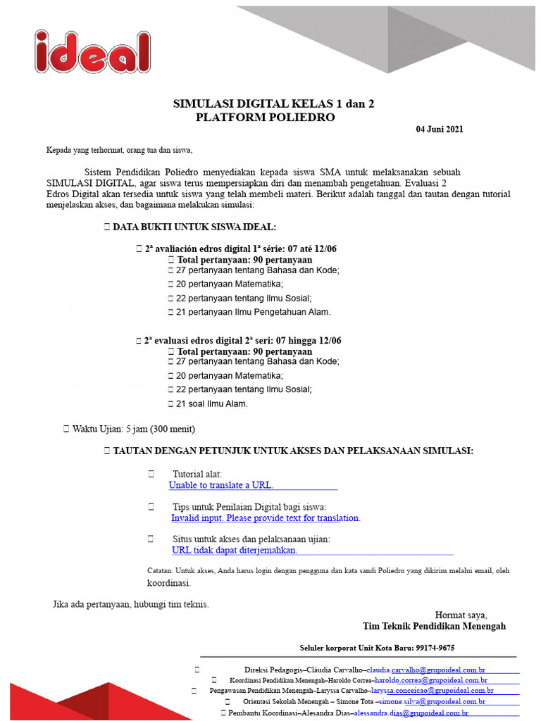 Simulasi Digital Siswa Poliedro 2021 | PDF