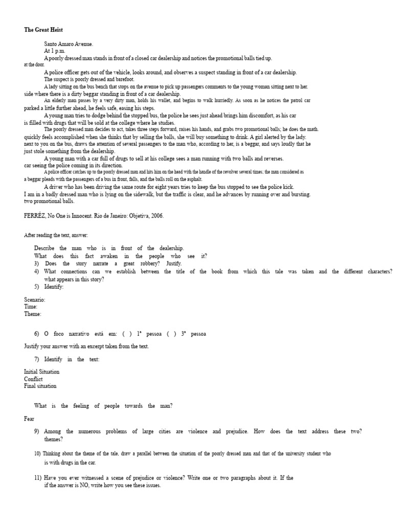 Activity Tell The Great Heist | PDF