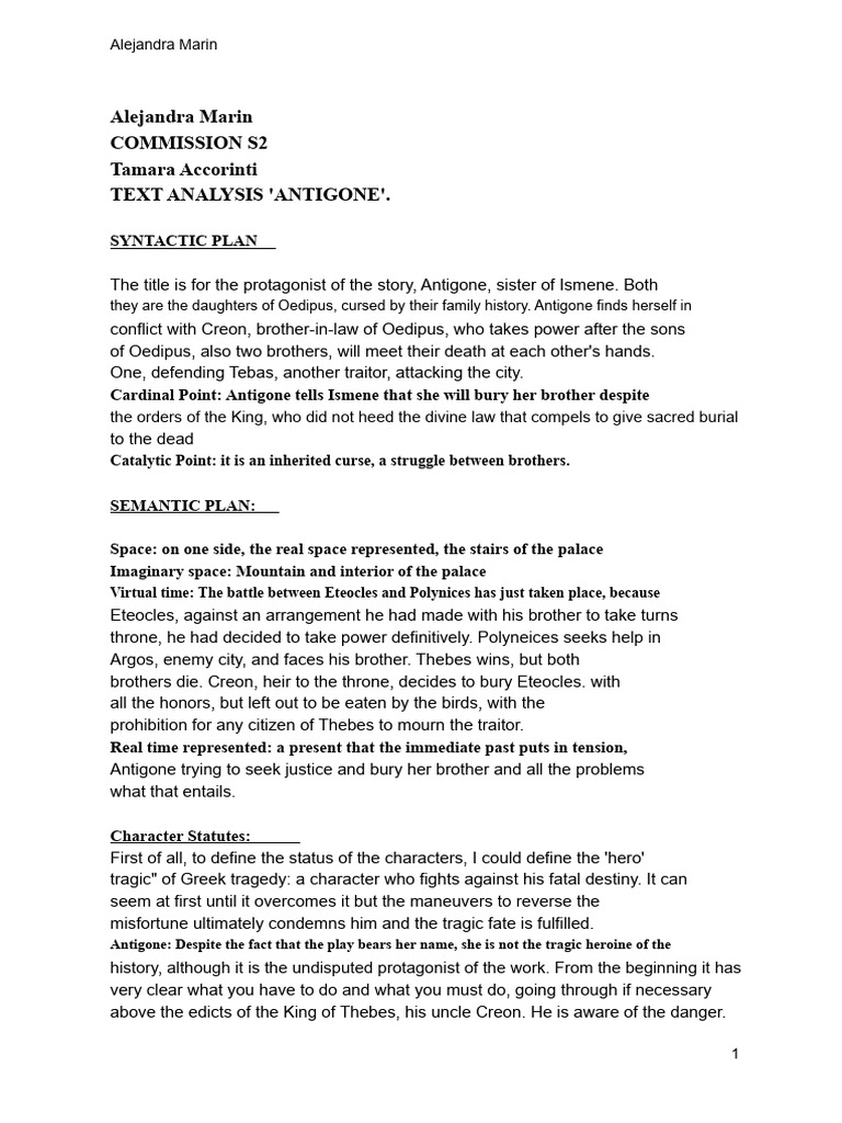 Antigone: Tragic Conflict Analysis | PDF | Oedipus | Theban Mythology