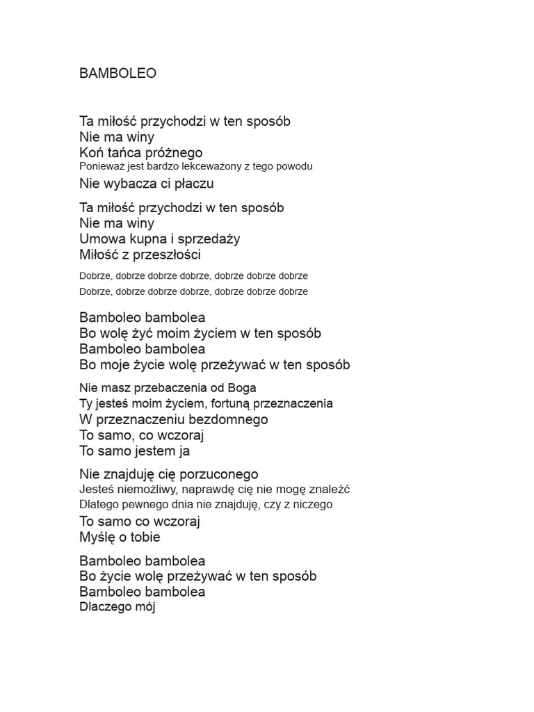 Bamboleo Tekst | PDF