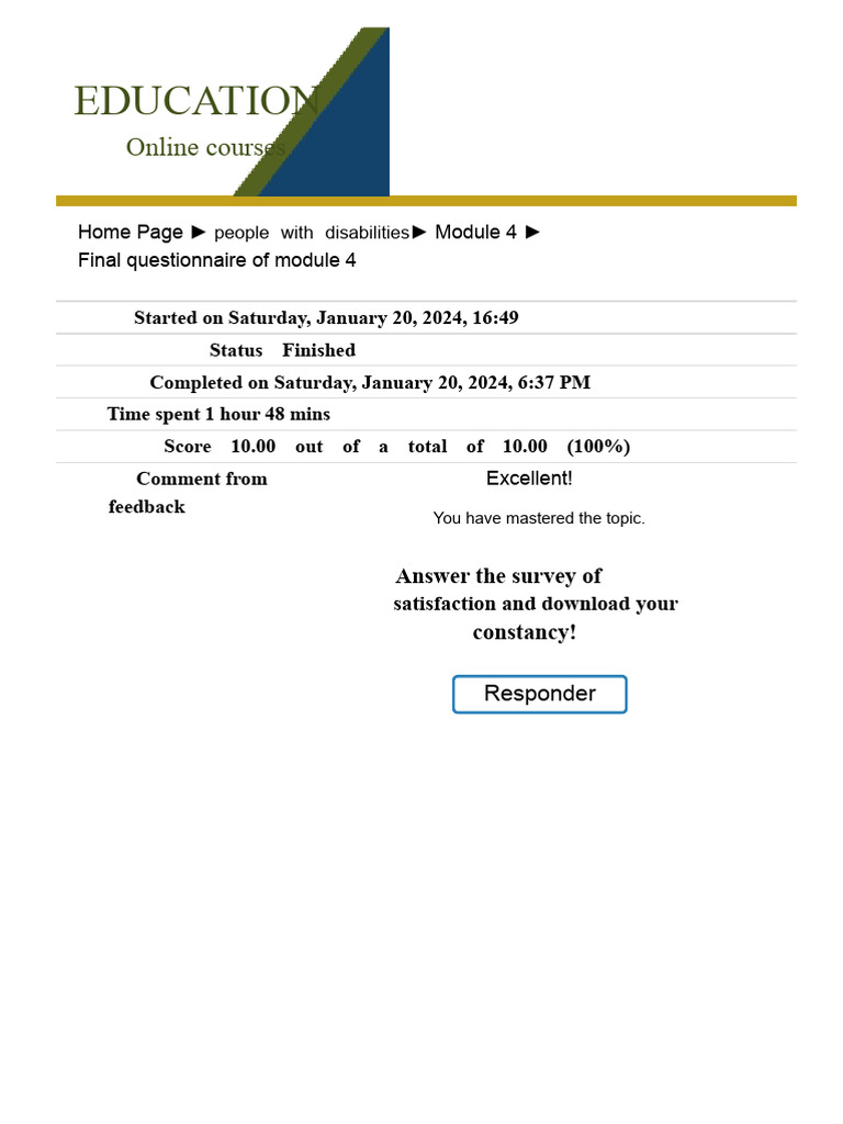 Final Questionnaire of Module 4 | PDF | Disability | Social Stigma