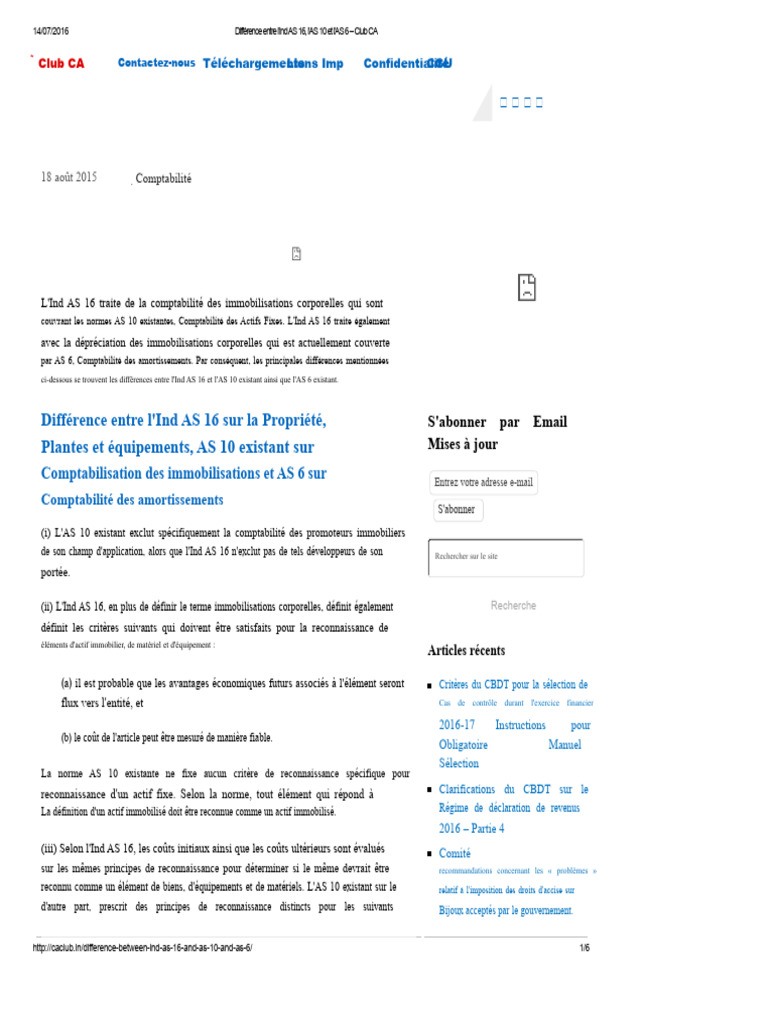 Différence Entre Ind AS 16 Et AS 10 | PDF | Dépréciation | Comptabilité