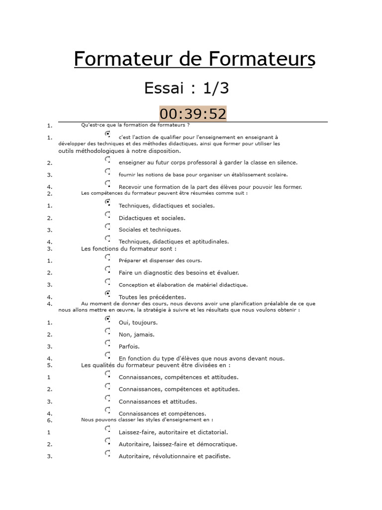 Formation de Formateurs : Techniques et Méthodes | PDF | Apprentissage ...