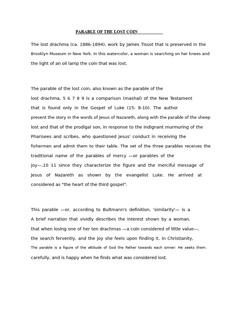 Understanding the Parable of the Lost Coin | PDF