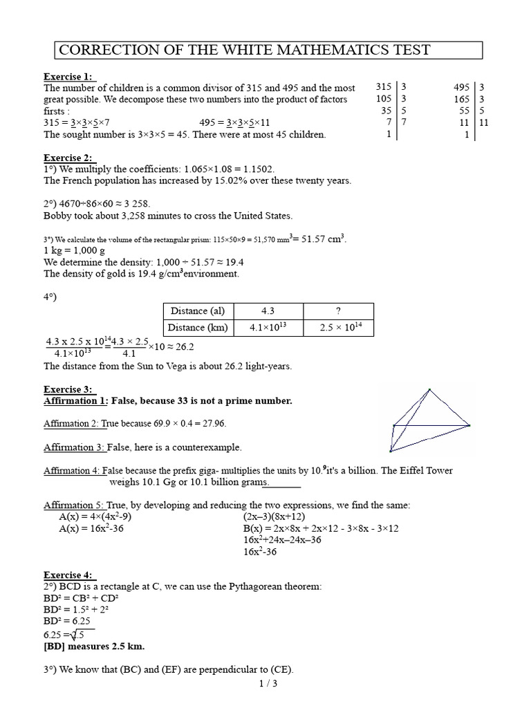 Mock Exam Math College Jean Monnet February 2020 Corrected | PDF ...