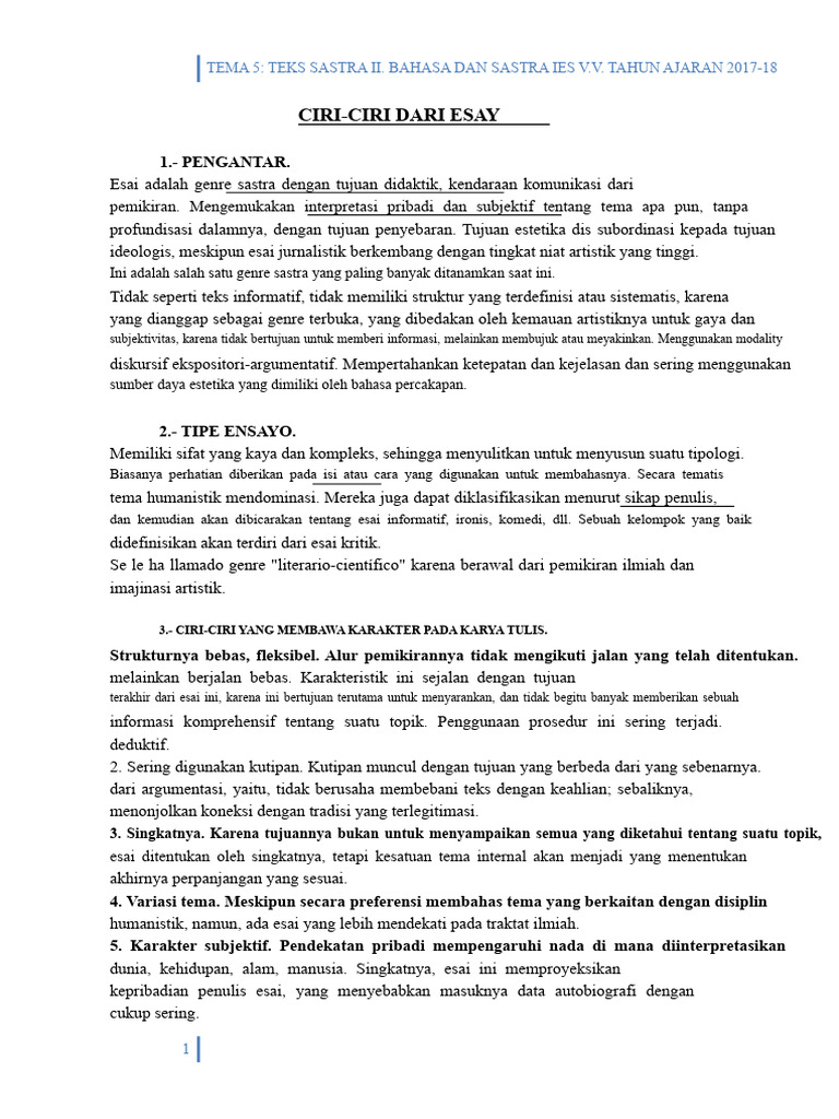 Perbedaan Teks Esai dan Argumentasi | PDF