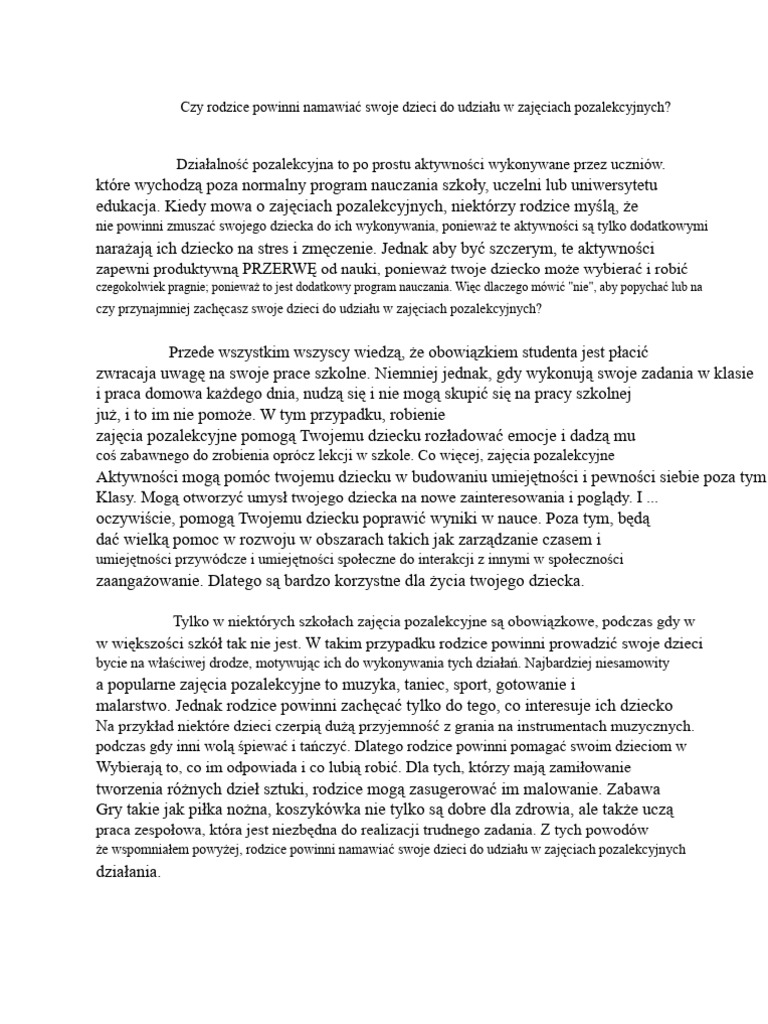 Czy Rodzice Powinni Namawiać Swoje Dzieci Do Uczestnictwa W Zajęciach ...