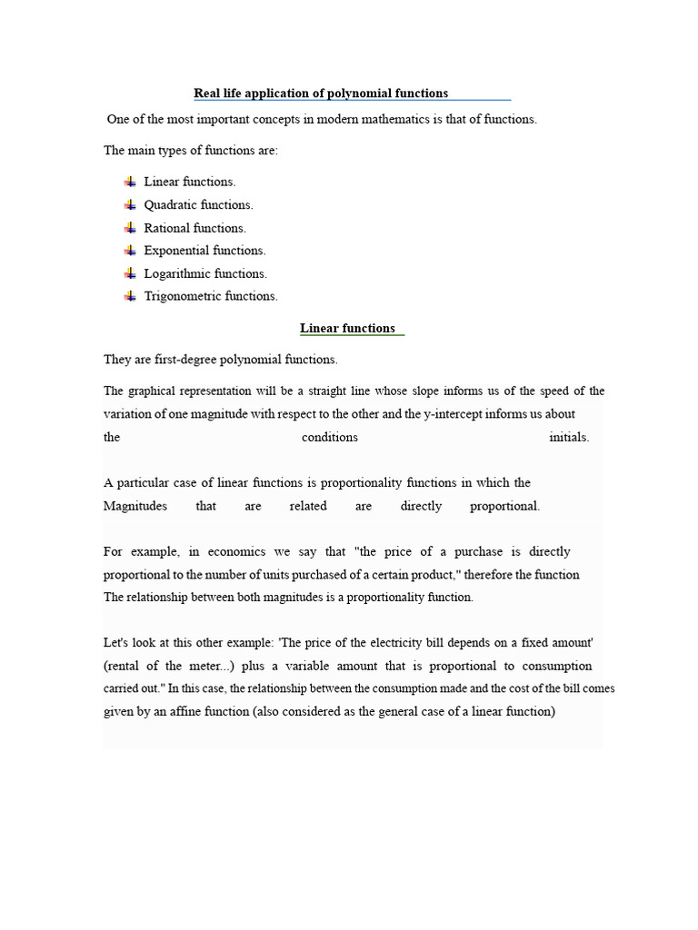 Real Life Application of Polynomial Functions | PDF | Function ...
