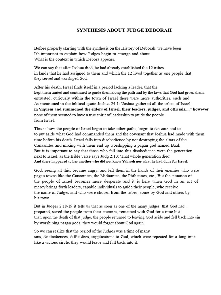 Judge Deborah: Israel's Female Leader | PDF | Old Testament Books ...