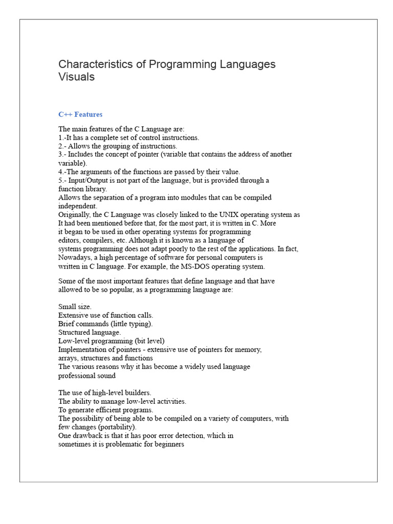 Characteristics of Visual Programming Languages | PDF | Java (Programming Language) | C Sharp ...