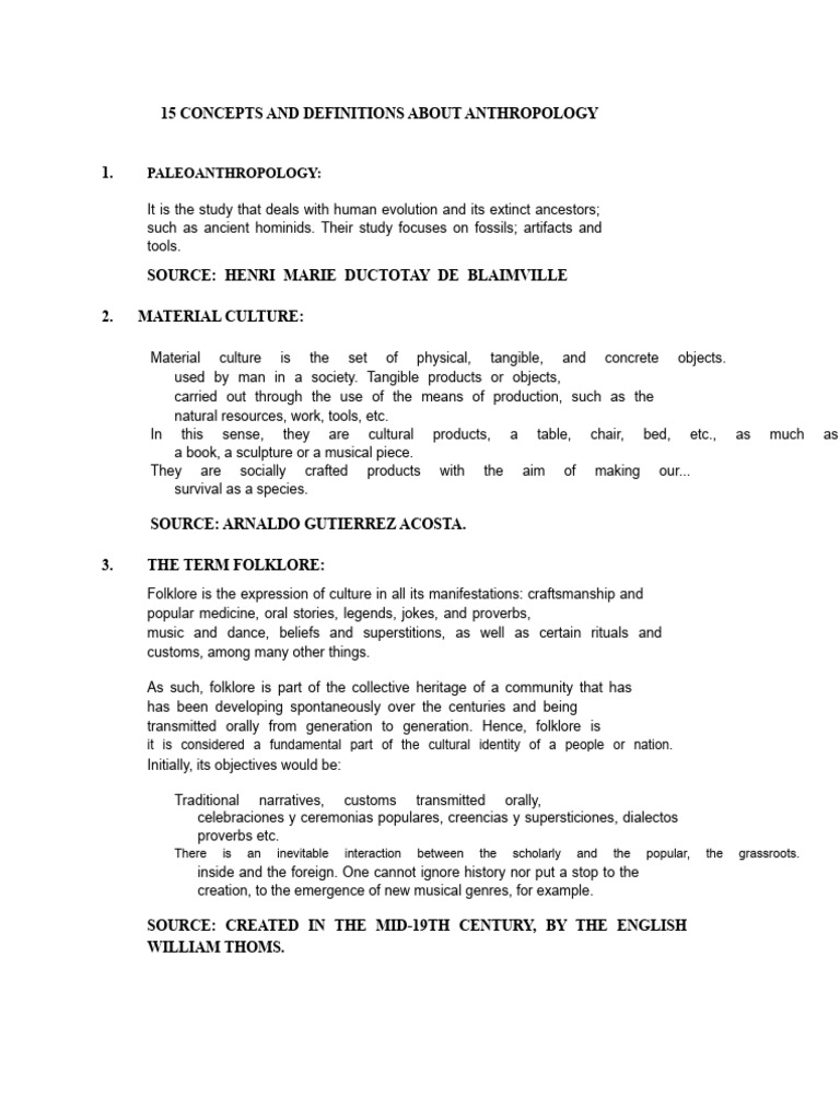 15 Concepts About Anthropology | PDF | Anthropology | Liberal Arts ...