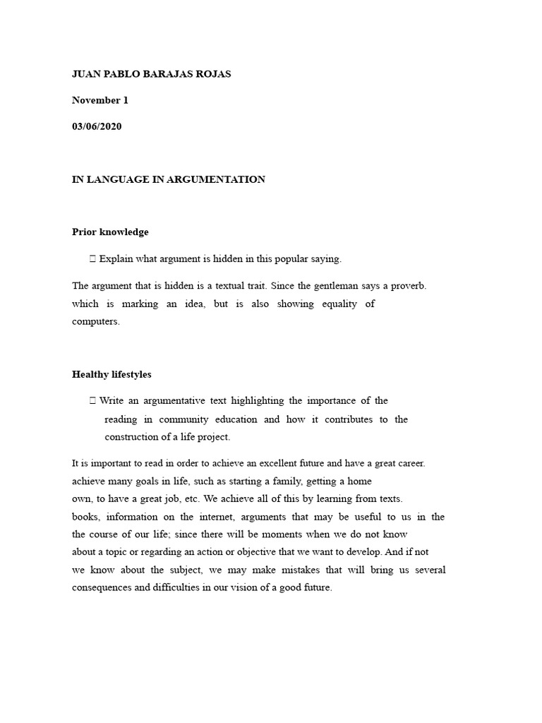 Language in Argumentation Analysis | PDF | Verb | Argument