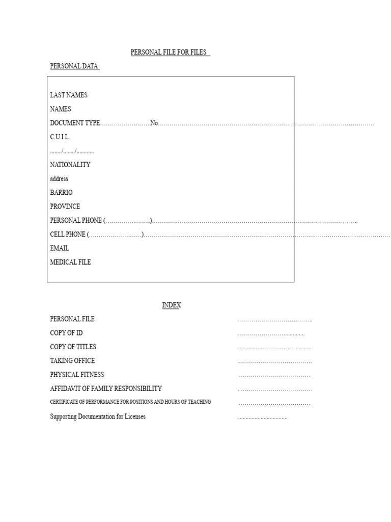 Personal File For Records | PDF