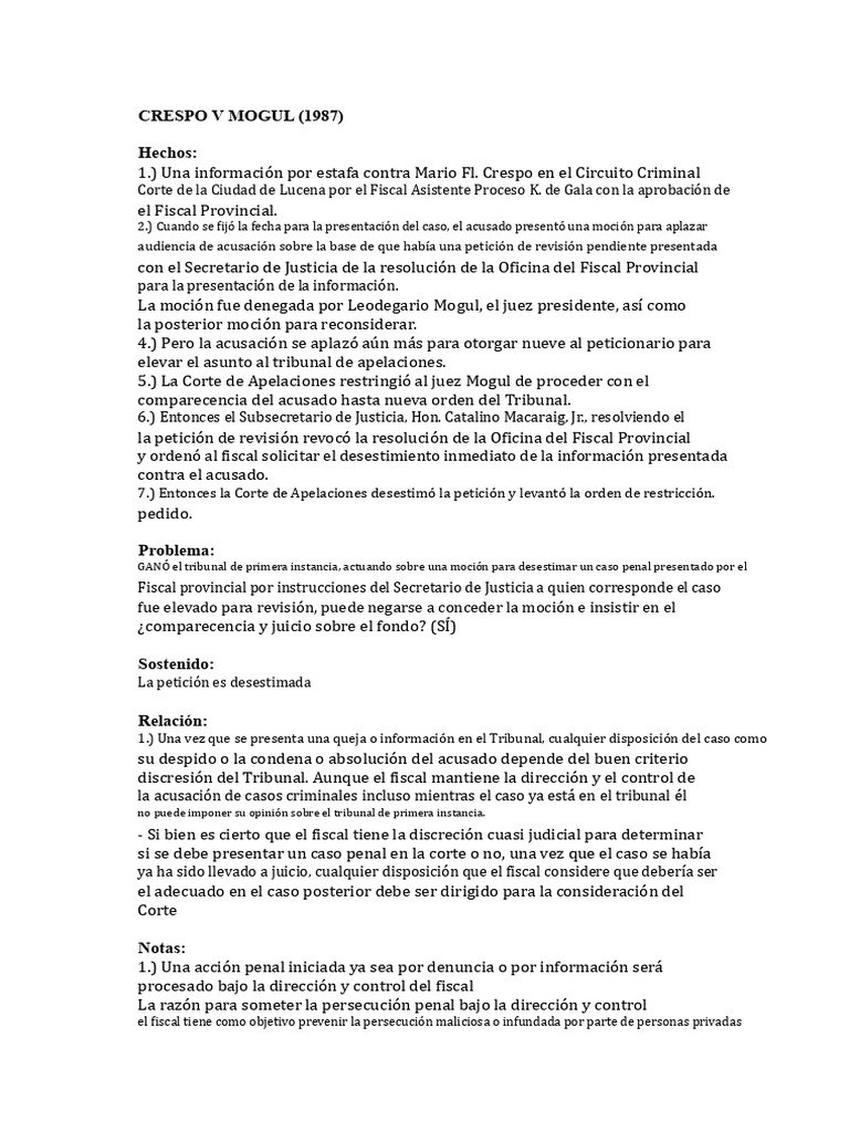 Resumen Del Caso Crespo Contra Mogul | PDF | Fiscal | Ley Pública