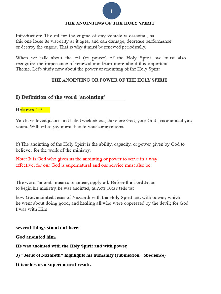 Understanding the Holy Spirit's Anointing | PDF | Jesus | Anointing