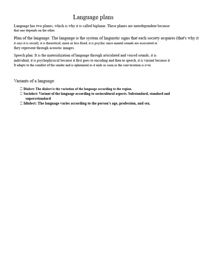 Language Plans | PDF