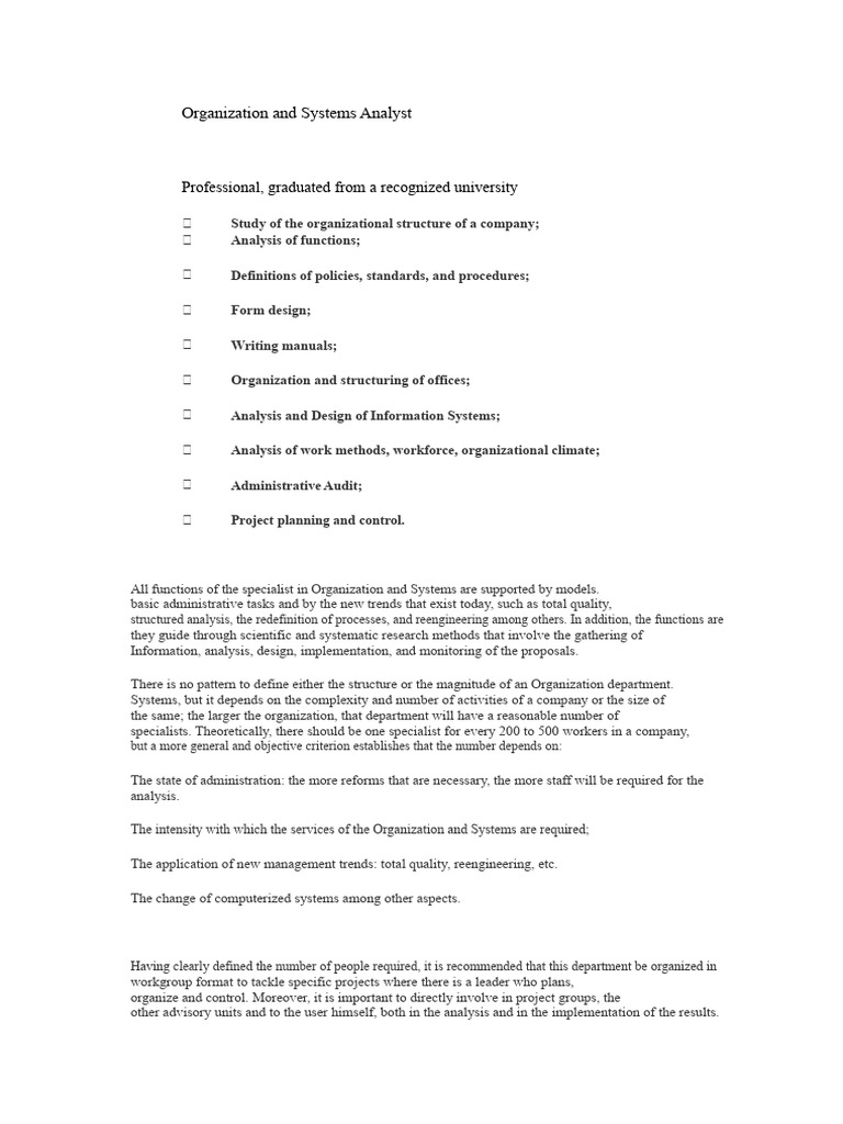 Organizational Systems Analysis Overview | PDF | System | Information