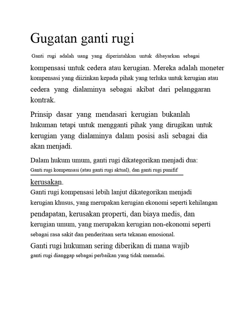 Panduan Lengkap Ganti Rugi Hukum | PDF