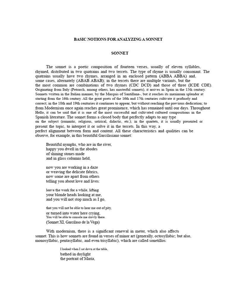 Analyzing Sonnet Structure and Techniques | PDF | Poetry | Metre (Poetry)